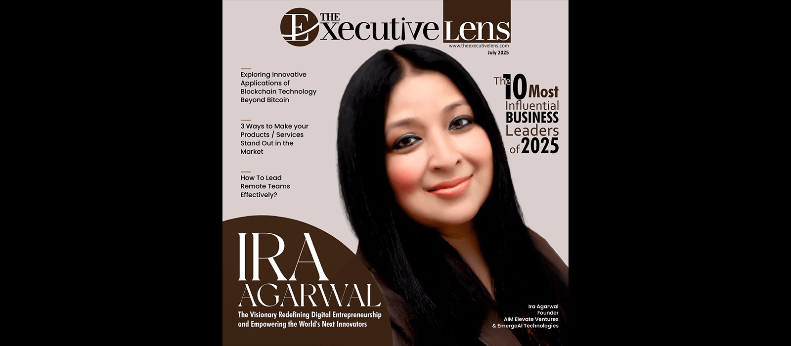 On the cover page of The Executive Lens magazine - AIM Elevate